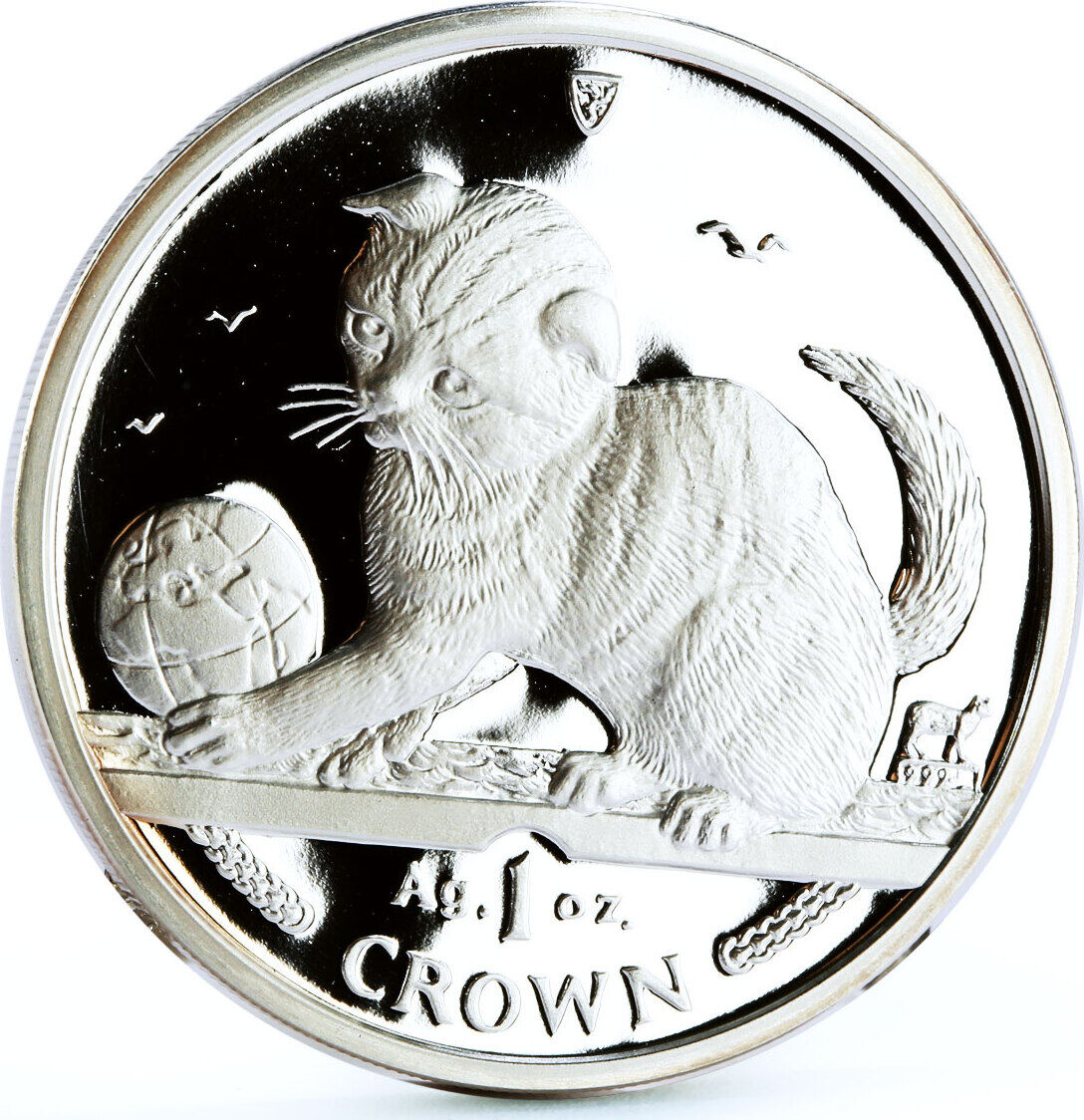 Isle of Man 1 crown Home Pets Scottish Fold Cat Animals proof silver coin 2000 PP | MA-Shops