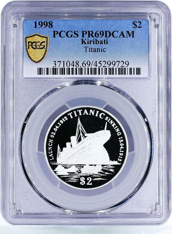 Kiribati 2 dollars Steam Liner Ship Titanic Sinking PR69 PCGS silver ...
