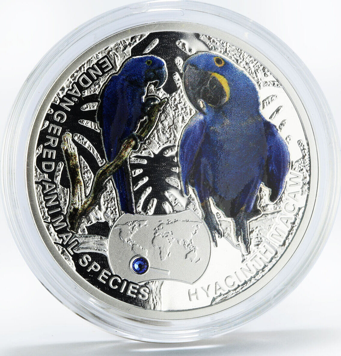 Niue 1 dollar Endangered Animal Species Hyacinth Macaw Parrot silver ...