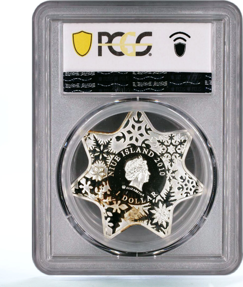 Niue 1 dollar Holidays Christmas Star Tree Children Gifts PR67 PCGS Ag ...