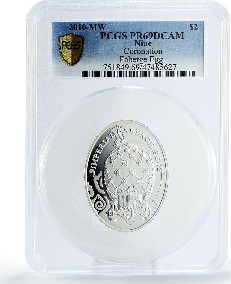Niue 2 dollars Imperial Faberge Coronation Egg Art PR69 PCGS silver ...