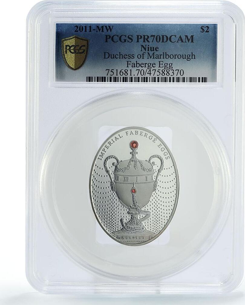 Niue 2 dollars Duchess of Marlborough Faberge Egg Art PR70 PCGS silver ...