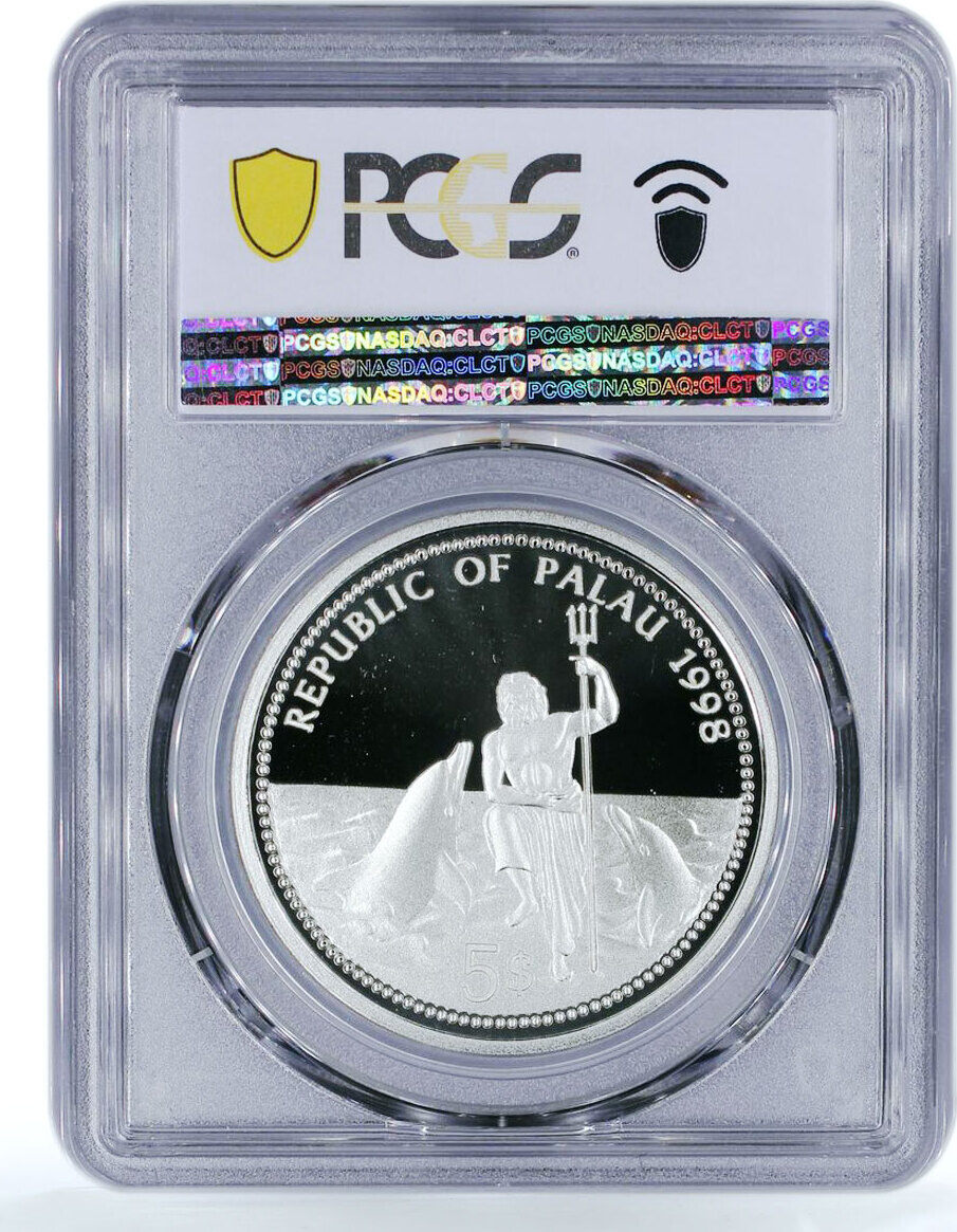 Palau 5 dollars Marine Life Protection Sea Turtle PR70 PCGS silver coin ...