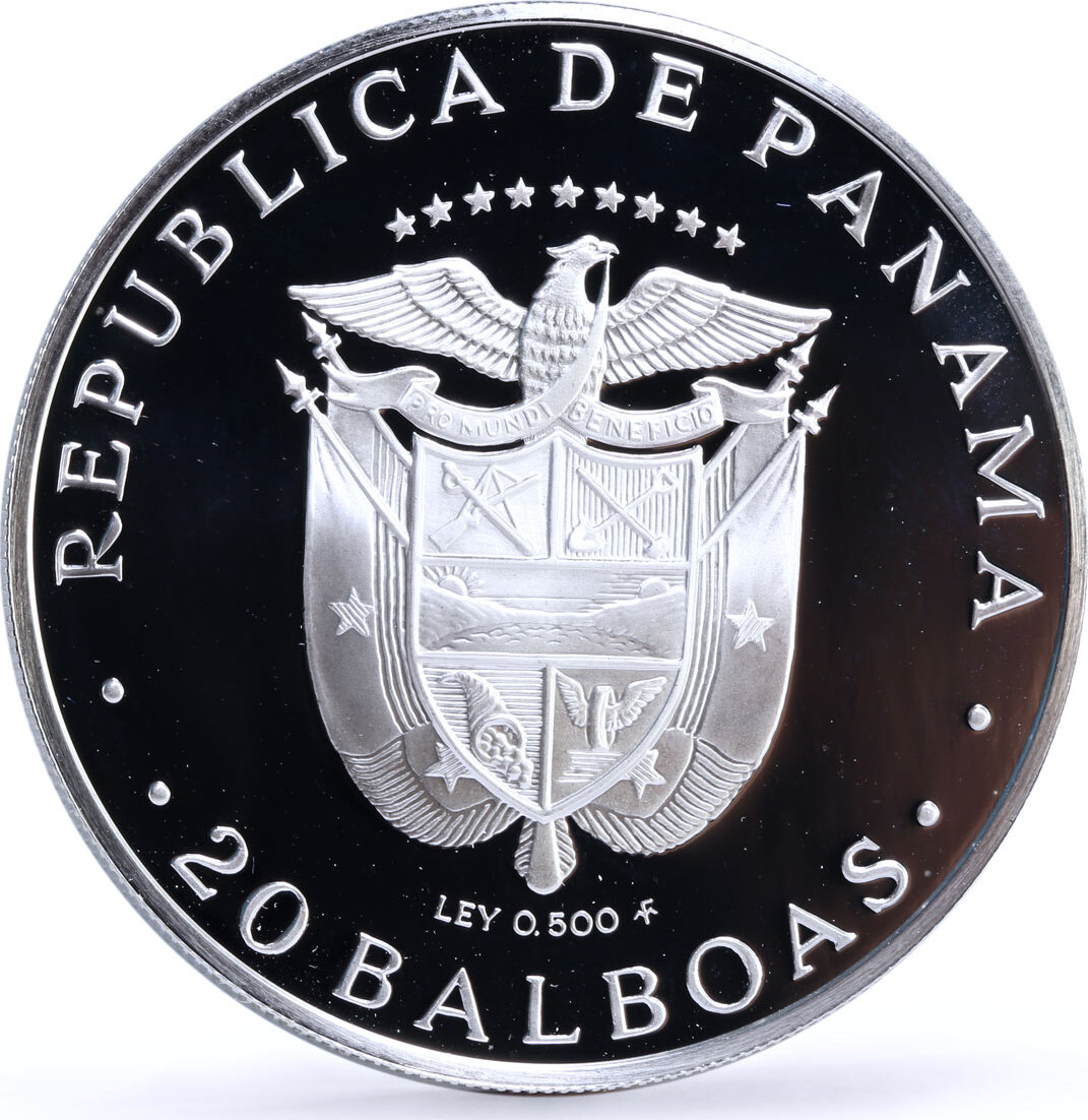 Panama 20 balboas Simon Bolivar 200th Birth Politics proof silver coin ...