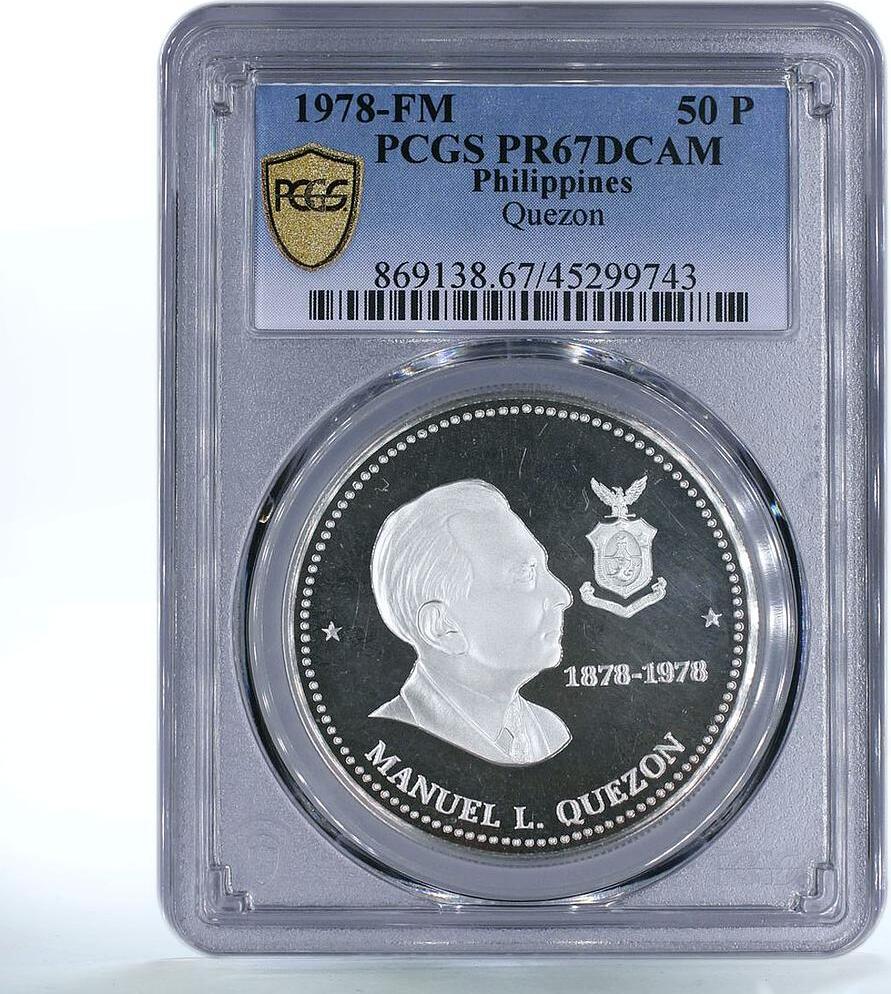 Philippines 50 piso Manuel Quezon PR67 PCGS proof silver coin 1978 PP ...