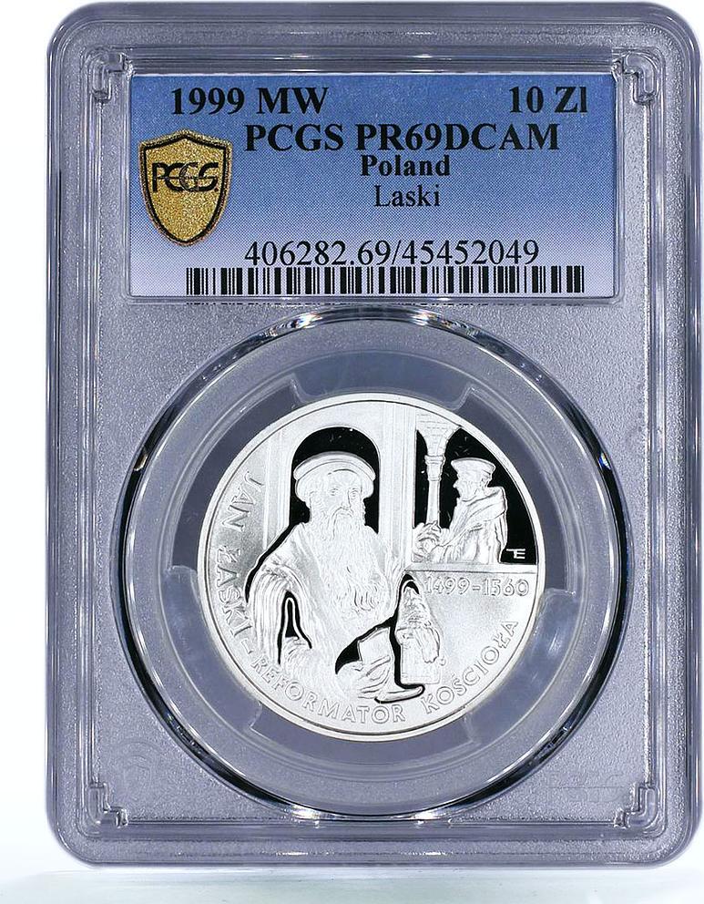 Poland 10 zlotych Church Reformator Jan Laski PR69 PCGS silver coin ...
