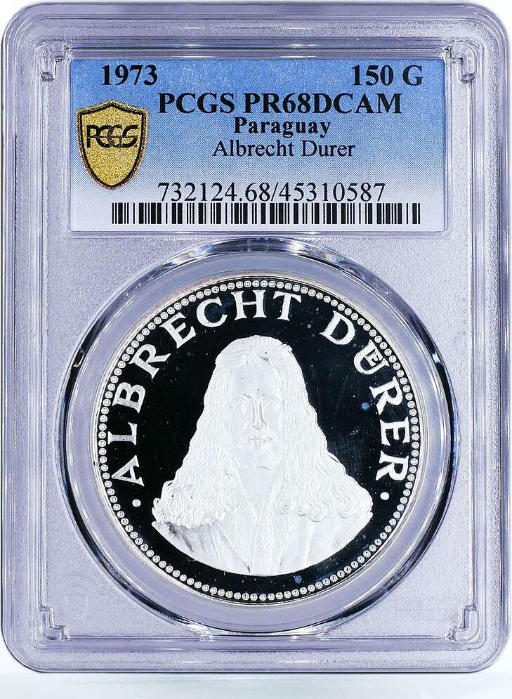 Paraguay 150 guaranies The Painter Albrecht Durer Art PR68 PCGS silver ...