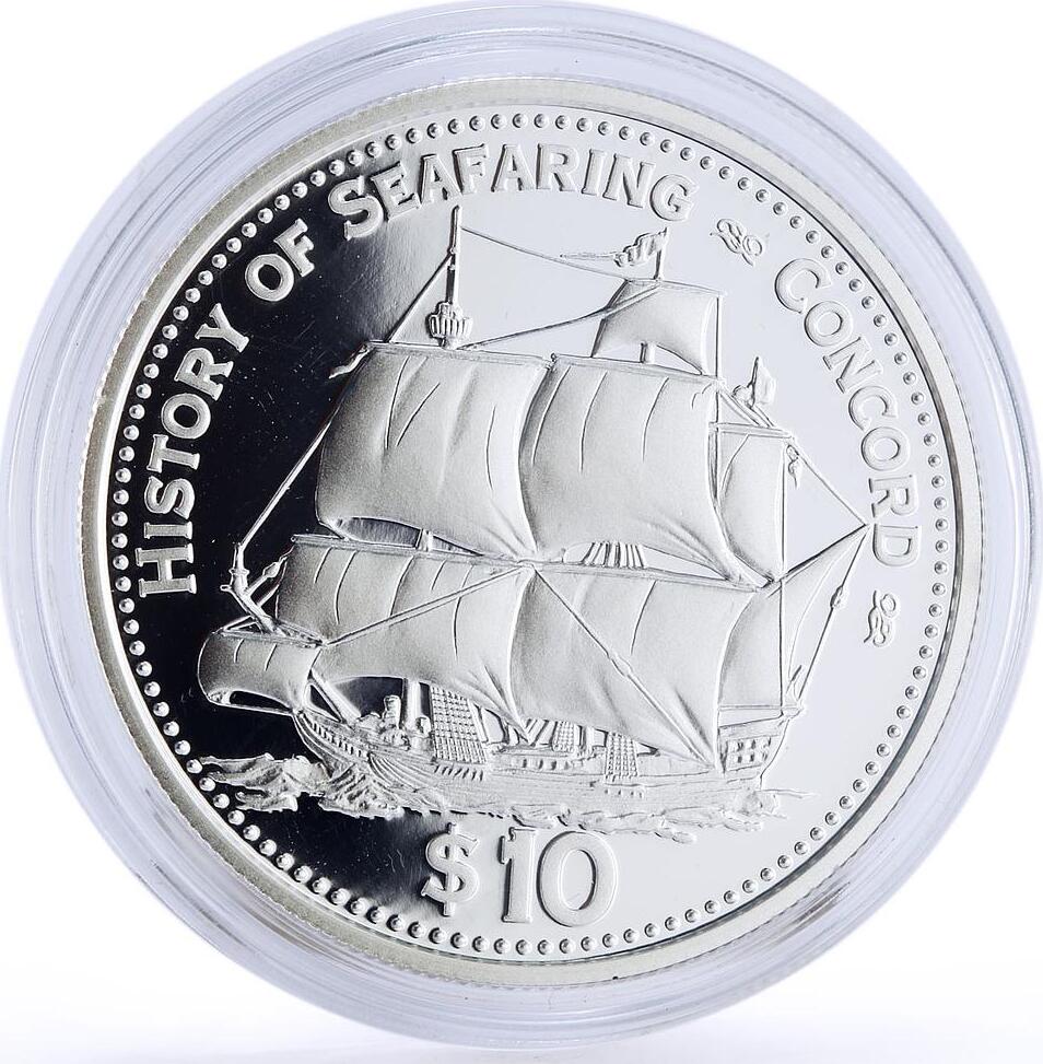 Solomon Islands 10 dollars Seafaring Concord Ship Clipper proof silver ...