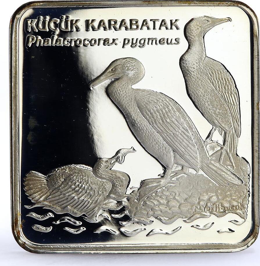 Turkey 7500000 lira Endangered Wildlife Cormorant Bird Fauna silver ...
