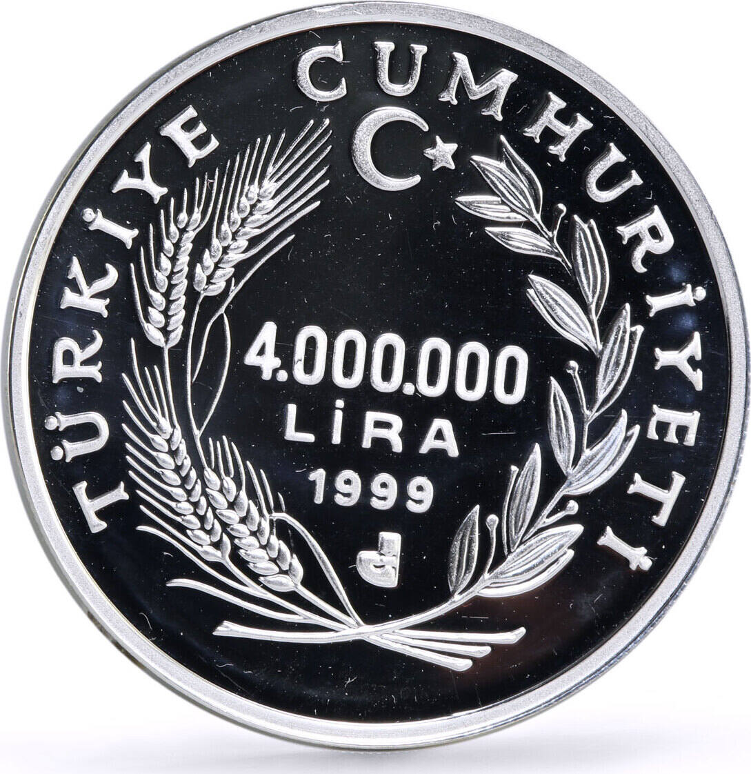 Turkey 4000000 lira Conservation Wildlife Lizard Fauna proof silver ...