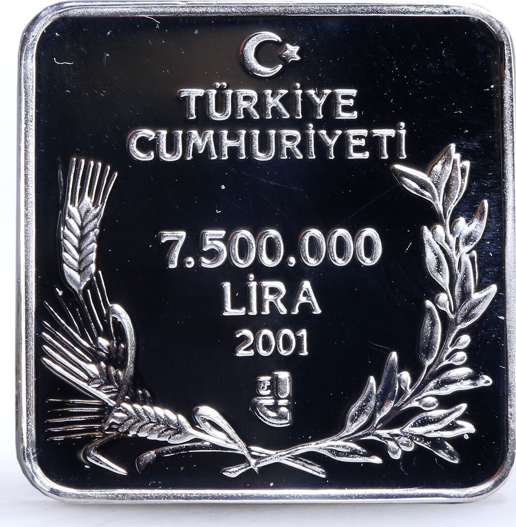 Turkey 7500000 lira Endangered Wildlife Cormorant Bird Fauna silver ...