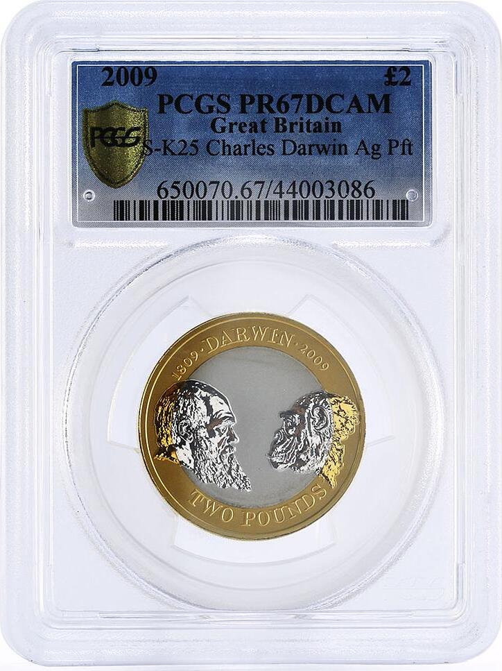 United Kingdom Britain 2 pounds Jubilee of Charles Darwin PR67 PCGS ...