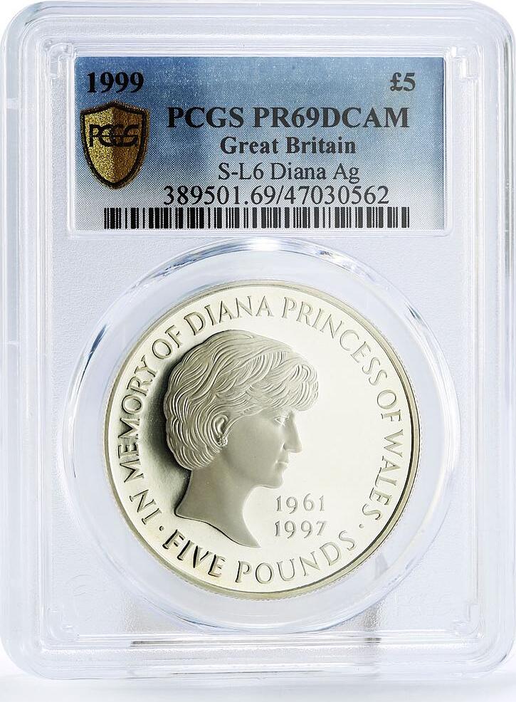United Kingdom Great Britain 5 pounds In Memory of Princess Diana PR69 ...