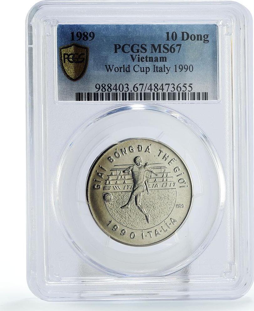 Vietnam 10 dong Football World Cup in Italy Player MS67 PCGS CuNi coin ...