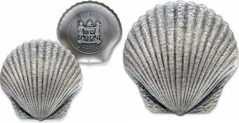 Fiji 2019 2$ Castaway Seashell Scallop 1 oz Pure Silver Coin | MA-Shops