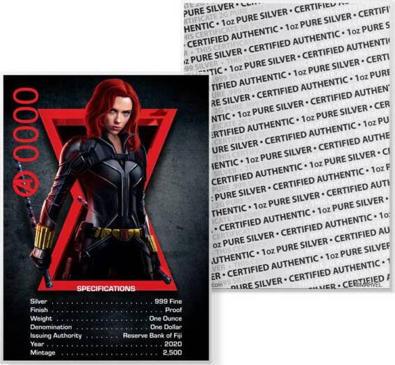 Fiji 2020 1$ MARVEL BLACK WIDOW Avengers Infinity War 1 oz Pure Silver ...