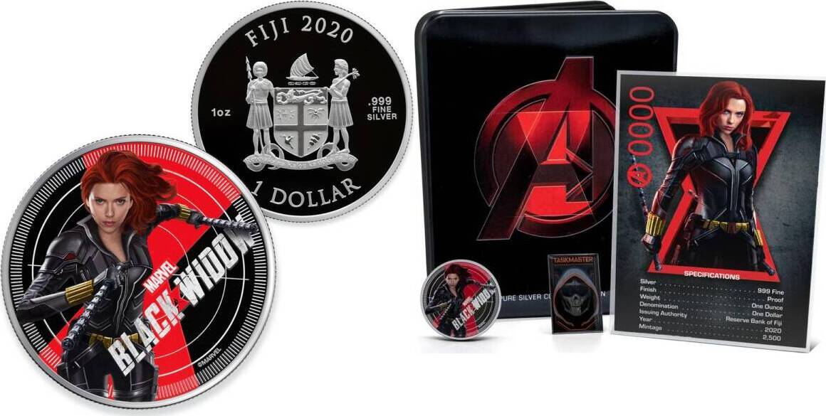 Fiji 2020 1$ MARVEL BLACK WIDOW Avengers Infinity War 1 oz Pure Silver ...
