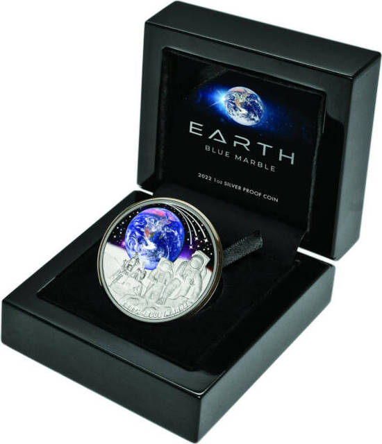 Niue 2022 1$ Apollo 17 Earth BLUE MARBLE 1 oz Silver Proof Coin | MA-Shops
