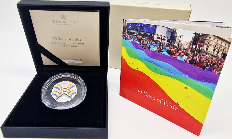 Great Britain 2022 50p 50 Years of Pride LGBTQ+ Silver Proof Coloured ...