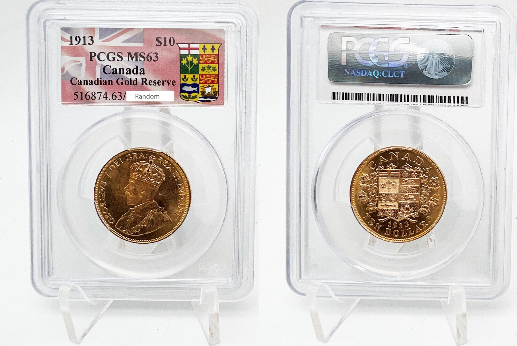 Canada 1913 10$ Canadian Gold Reserve Gold Coin George V PCGS MS63 | MA ...