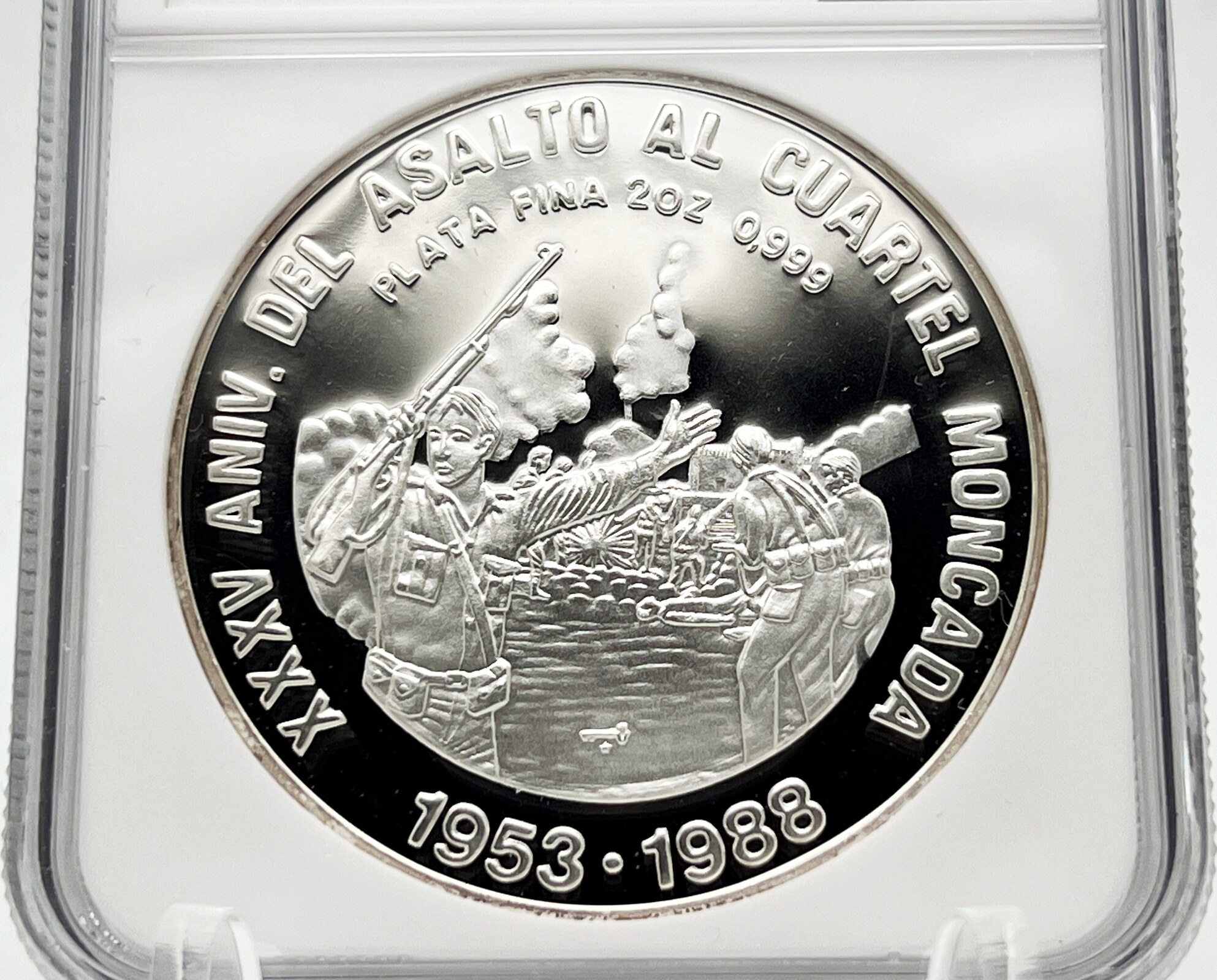 Cuba 20 Pesos 1988 Moncada Garrison Assault - 35th Anniversary Silver ...