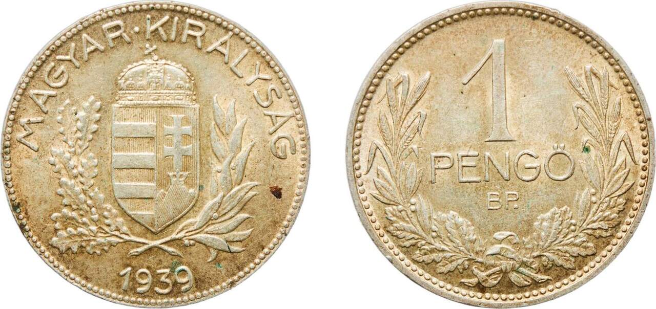 1 Pengo 1939 BP. Hungarian mint Hungary 1939 BP. 1 Pengő - Miklós ...