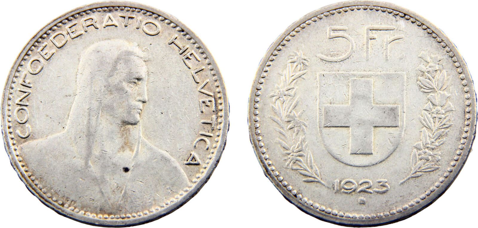 1923 B Berne mint Switzerland Federal republic 1923 B 5 Francs large ...