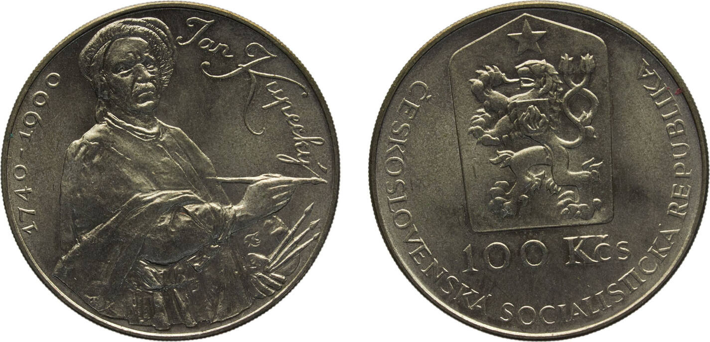 1990 (Mintage 57500) Czechoslovakia Socialist Republic 1990 100 Korun 250 years, death of Jan ...