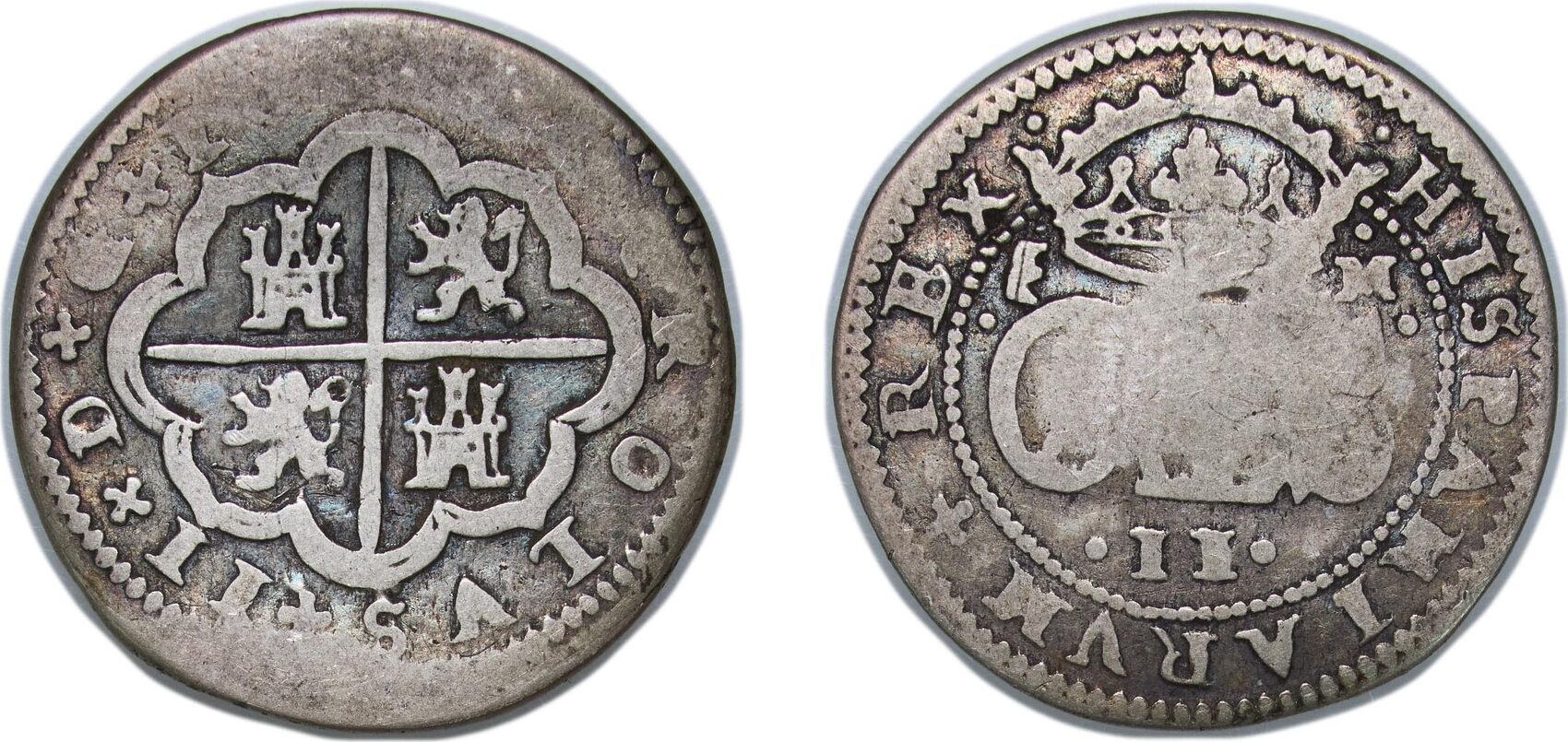 1682 Real ingenio de Sego Spain Kingdom 1682 2 Reales - Charles II ...