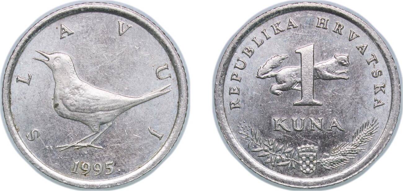 1995 Croatian Mint Croatia Republic 1995 1 Kuna (Croatian text) Nickel ...