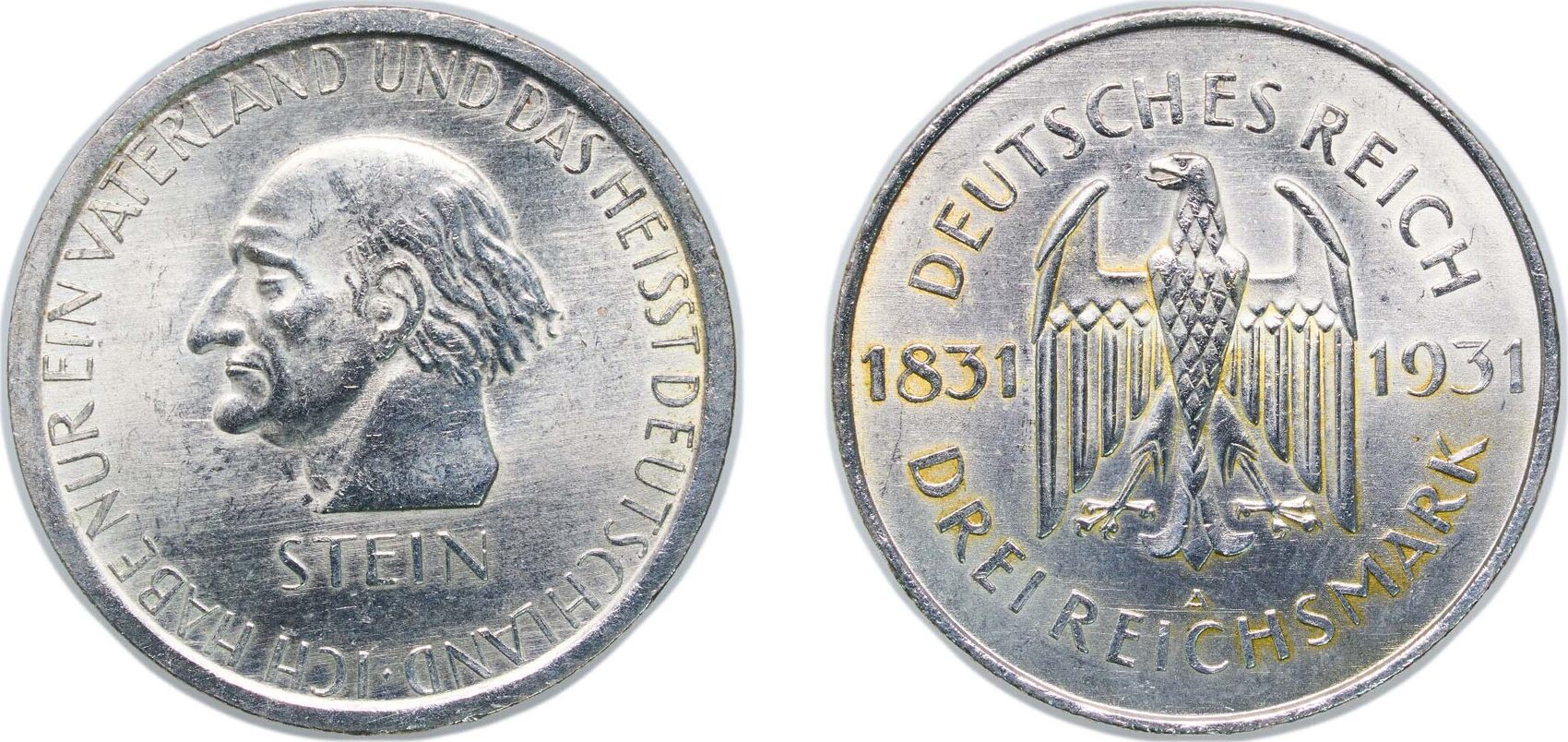 Germany - 1871-1948 Weimar Republic 1931 A 3 Reichsmark (Freiherr vom ...
