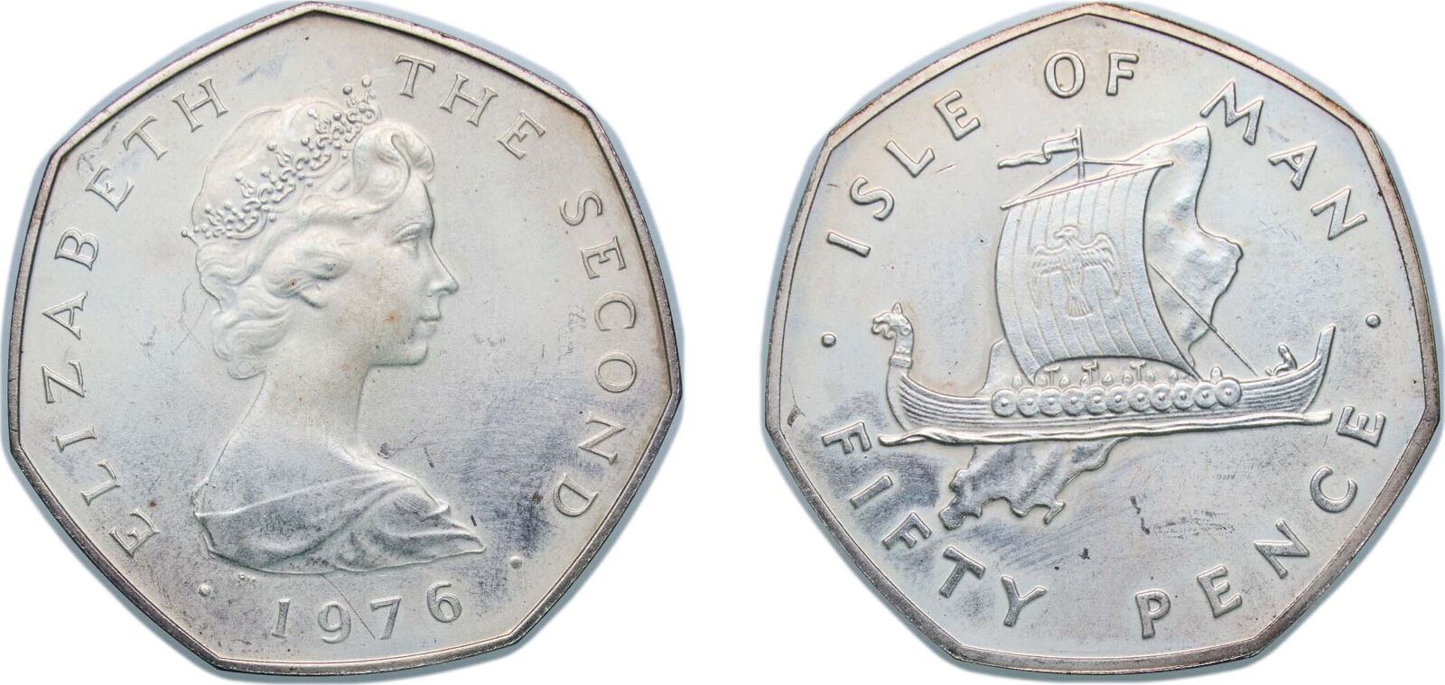 Isle of Man British dependency 1976 PM 50 Pence - Elizabeth II (Viking ...