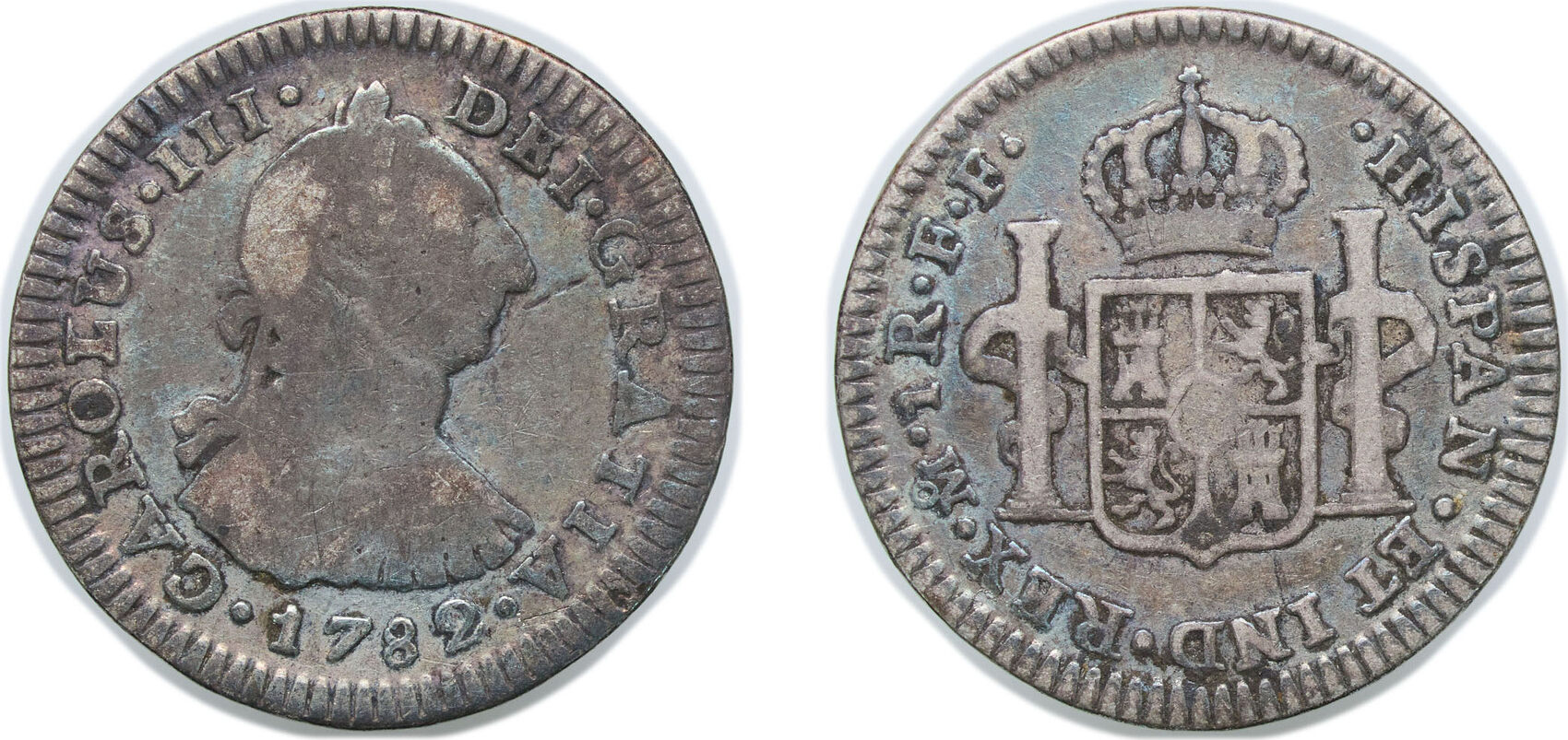 1782 FF Mexico City Mint Mexico Spanish colony 1782 FF 1 Real - Carlos ...