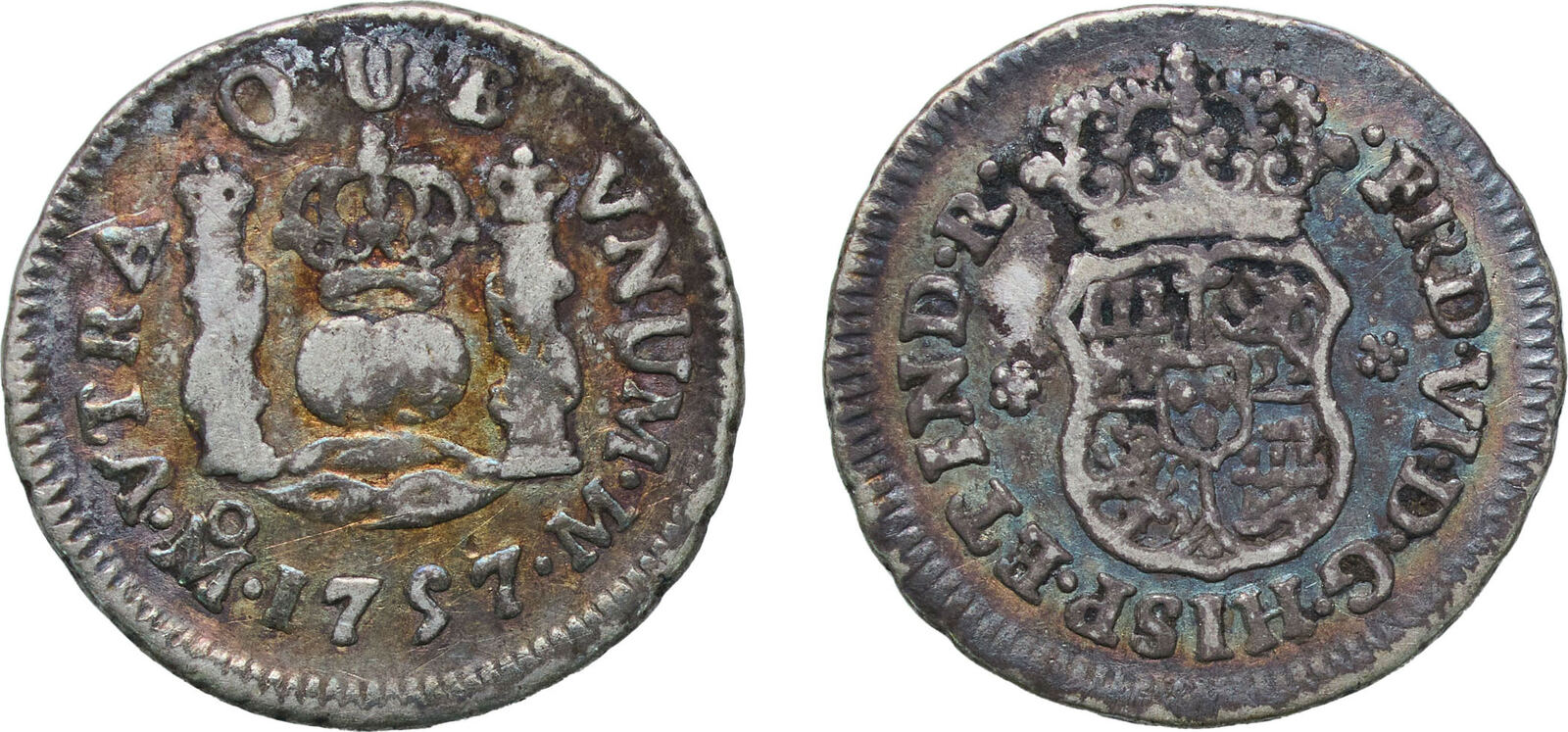 1757 Mo Mexico City Mint Mexico Spanish colony 1757 Mo ½ Real ...