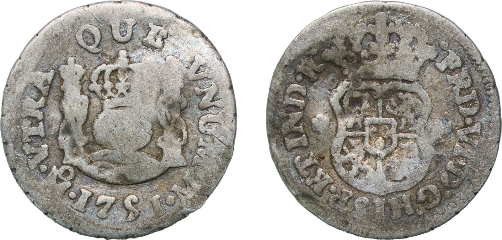 1751 Mo Mexico City Mint Mexico Spanish colony 1751 Mo ½ Real ...