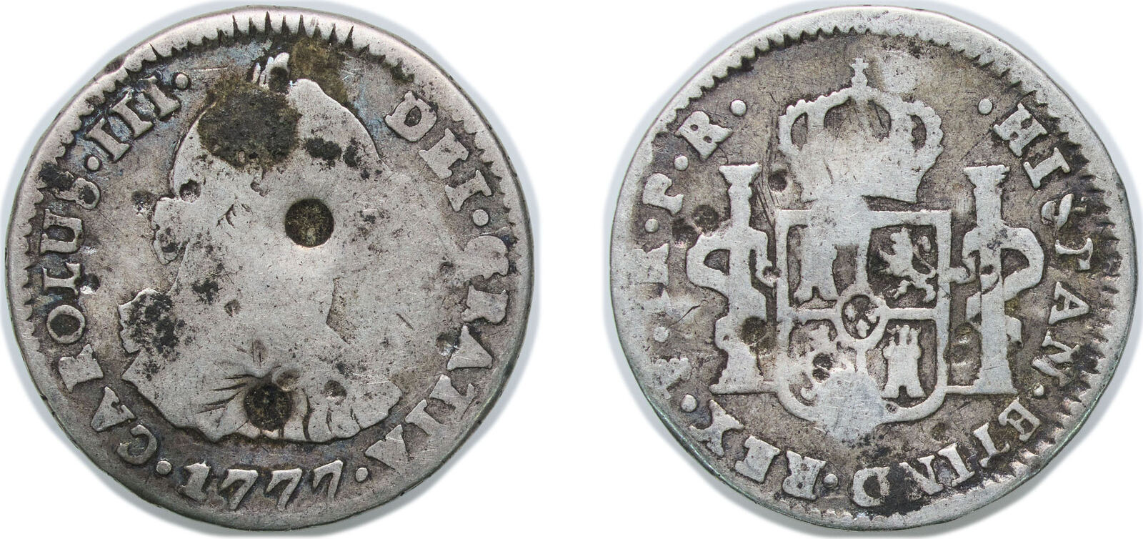 1777 PTS PR Potosi Mint Bolivia Spanish colony 1777 PTS PR 1 Real ...