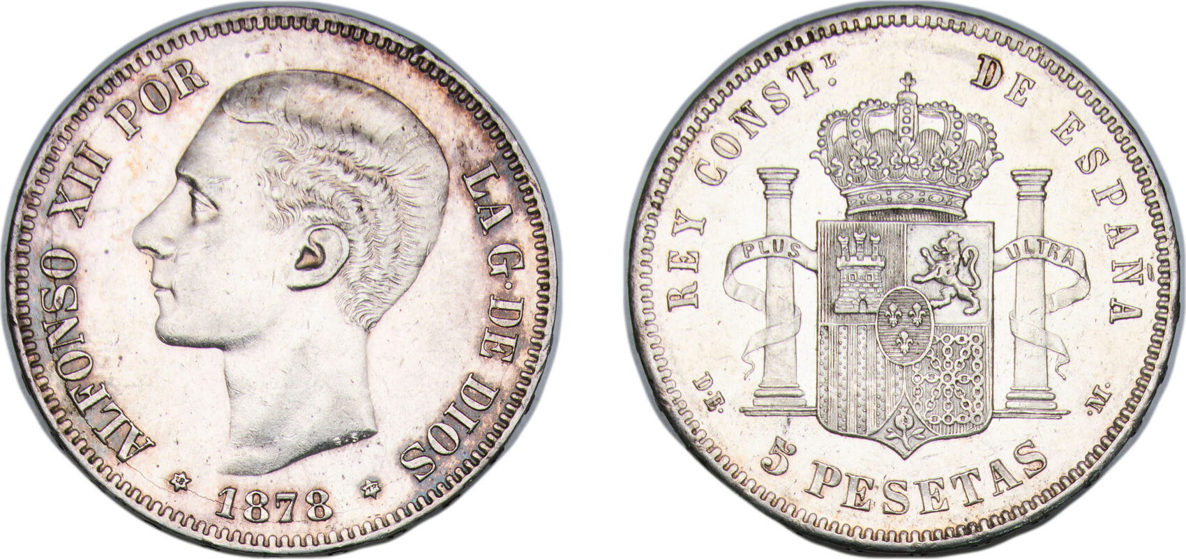 Spain Kingdom 1878 *18-78 DEM 5 Pesetas - Alfonso XII (2nd portrait ...