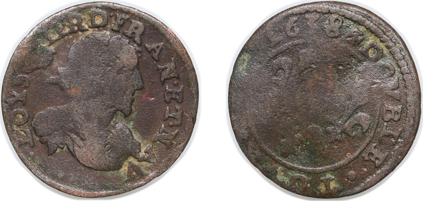 2 Deniers France Kingdom 1638 Double Tournois - Louis XIII (Axe Loire ...