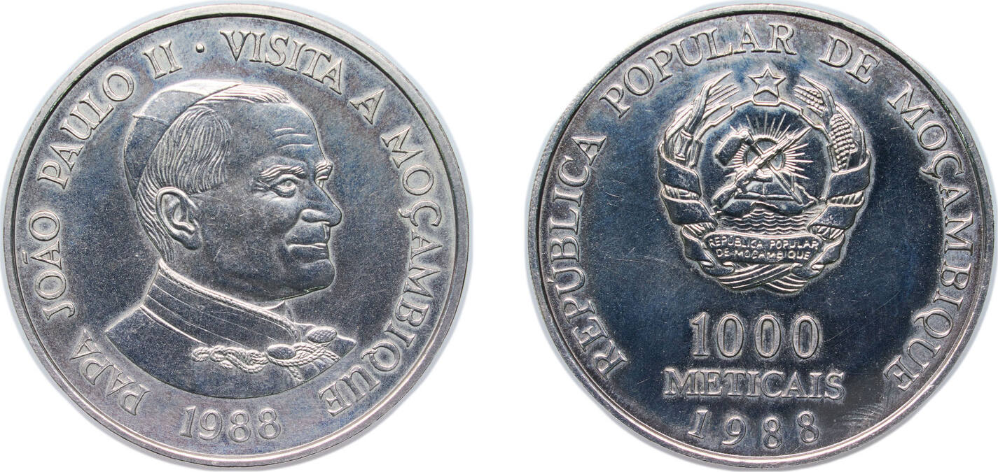 Mozambique People's Republic 1988 1000 Meticais (Visit of Pope John ...
