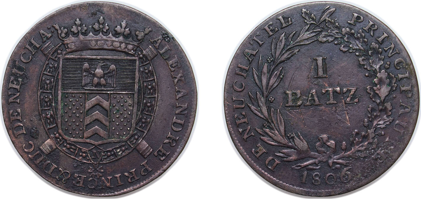 1 Batzen Switzerland Principality of Neuchâtel Swiss cantons 1806 1 ...