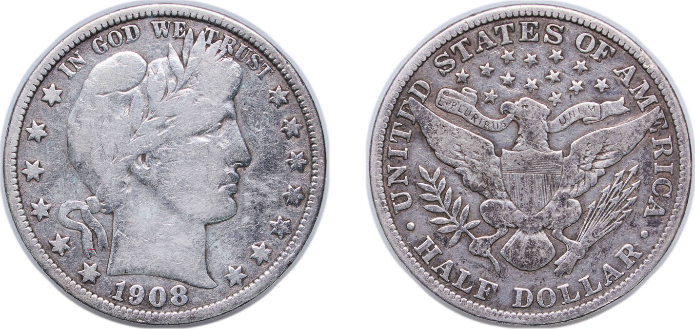 1908 Philadelphia Mint United States Federal republic 1908 ½ Dollar ...