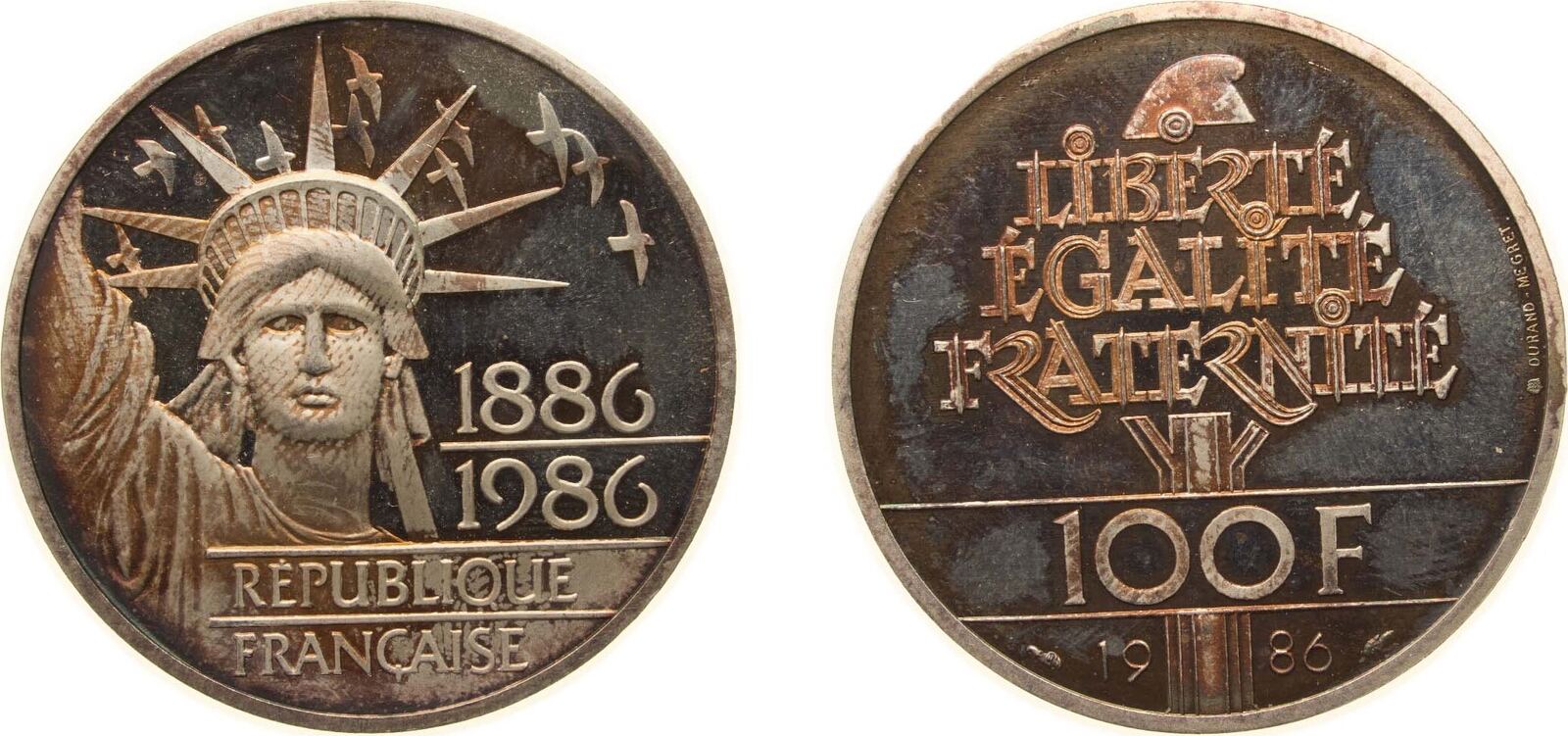 1986 Paris Mint France Fifth Republic 1986 100 Francs (Statue of ...