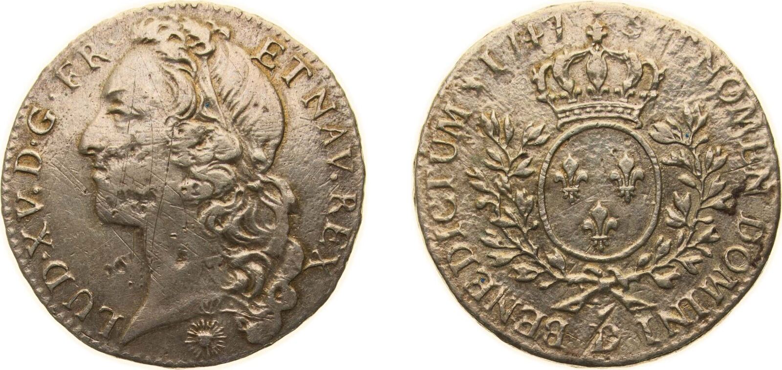 60 Sols 1741 D Lyon Mint France Kingdom 1741 D ½ Écu - Louis XV Silver ...