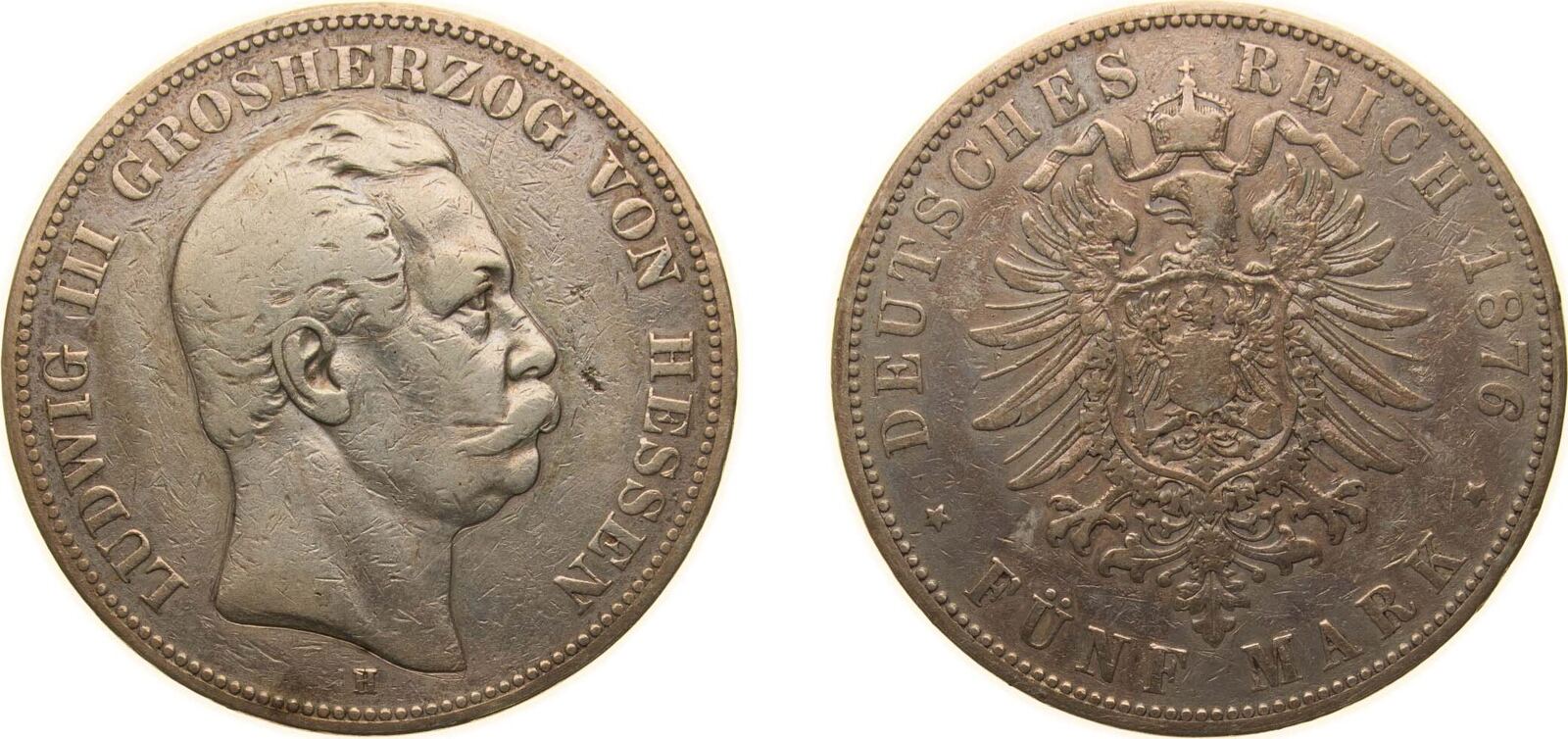 1876 H Darmstadt Mint Germany Grand duchy of Hessen-Darmstadt Second ...