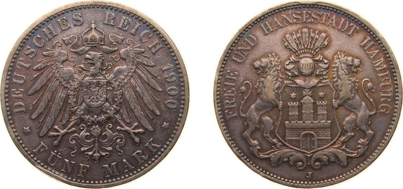 1900 J Hamburg Mint Germany Free Hanseatic city of Hamburg German ...