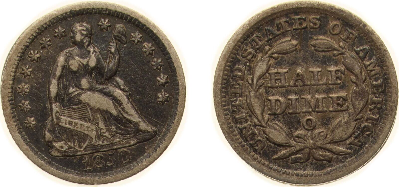 1850 O New Orleans Mint United States Federal republic 1850 O ½ Dime ...