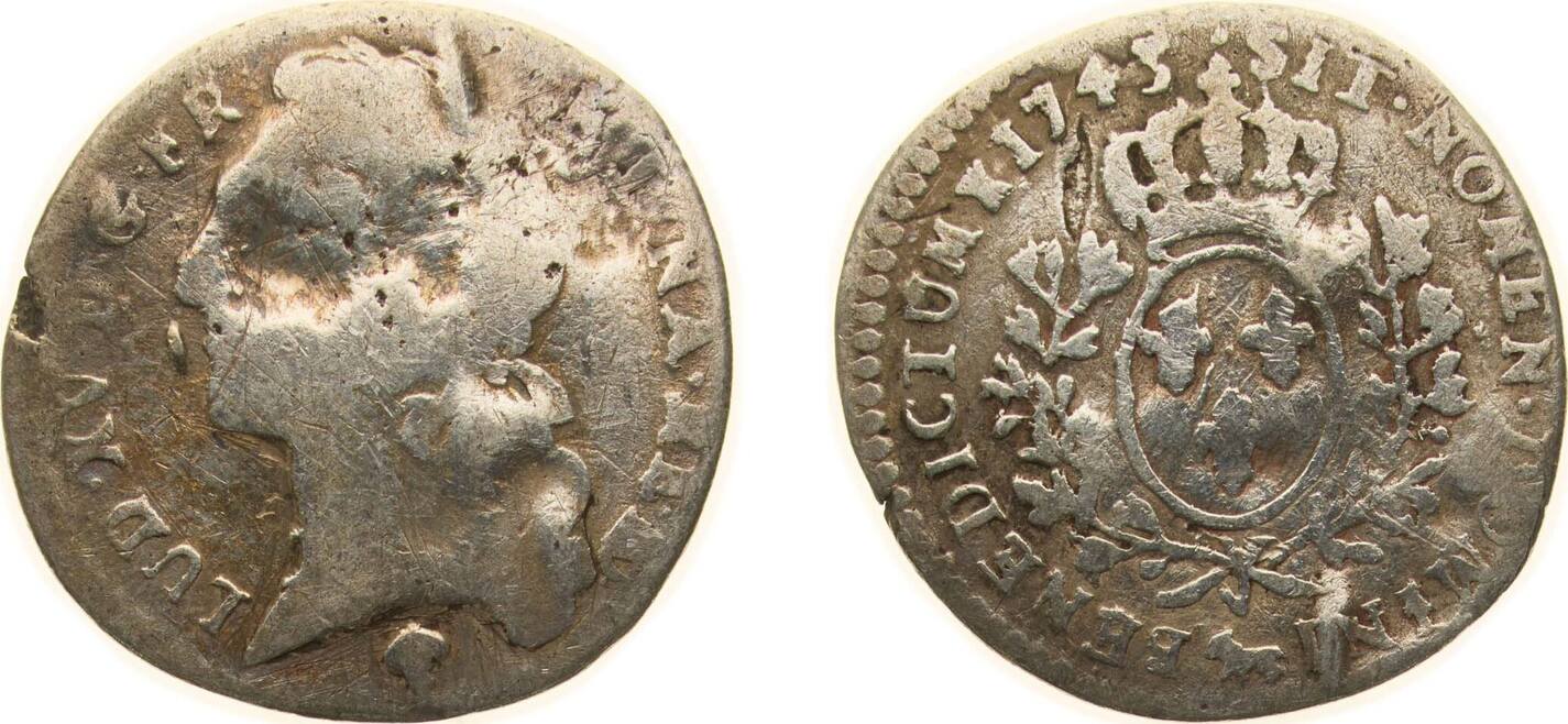 12 Sols 1743 Pau Mint France Kingdom 1743 ⅒ Ecu - Louis XV Silver (.917 ...