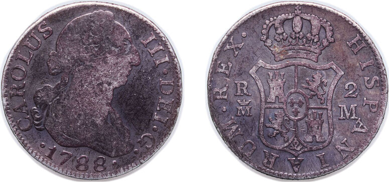 1788 M M Madrid Mint Spain Kingdom 1788 M M 2 Reales - Carlos III (2nd ...
