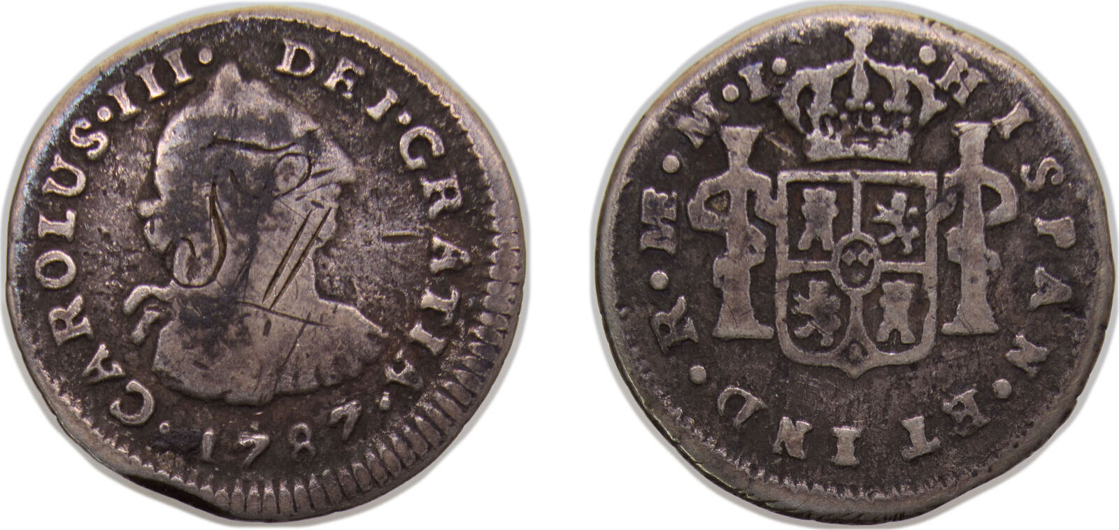 1787 LIMA MI Lima Mint Peru Spanish colony 1787 LIMA MI ½ Real - Carlos ...