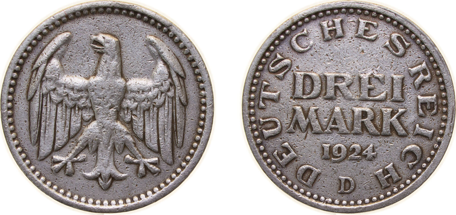 1924 D Munich Mint Germany Germany - 1871-1948 Weimar Republic 1924 D 3 ...